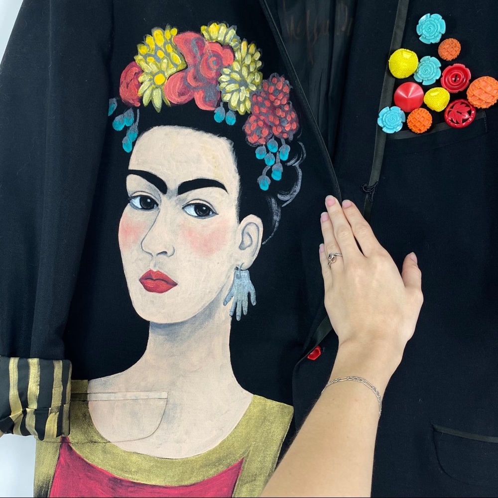 Frida Kahlo Hand Painted Signed By Artist Blazer - Gem